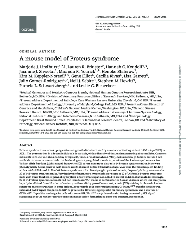 (PDF) A mouse model of Proteus syndrome