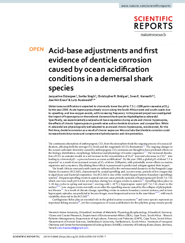 (PDF) Acid-base adjustments and first evidence of denticle corrosion ...