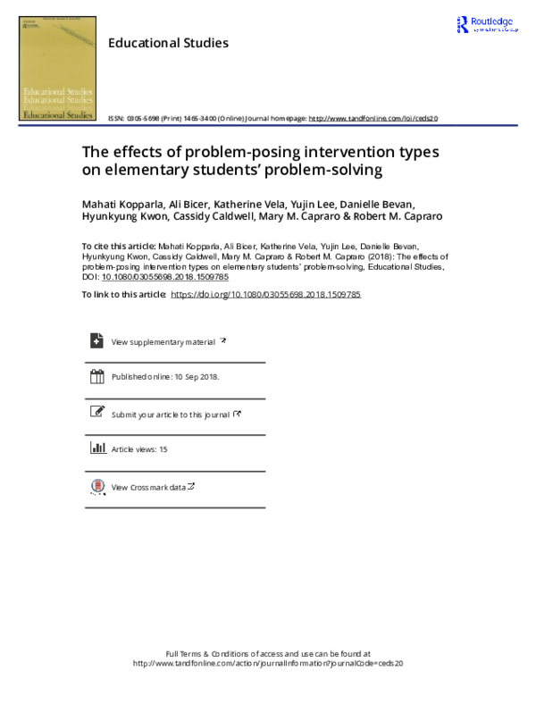 (PDF) The effects of problem-posing intervention types on elementary ...