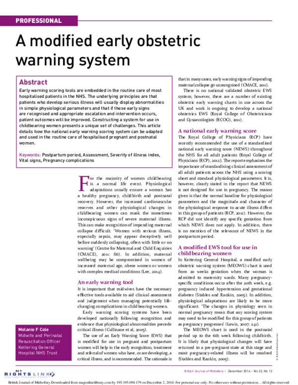 (PDF) Modified Early Obstetric Warning System
