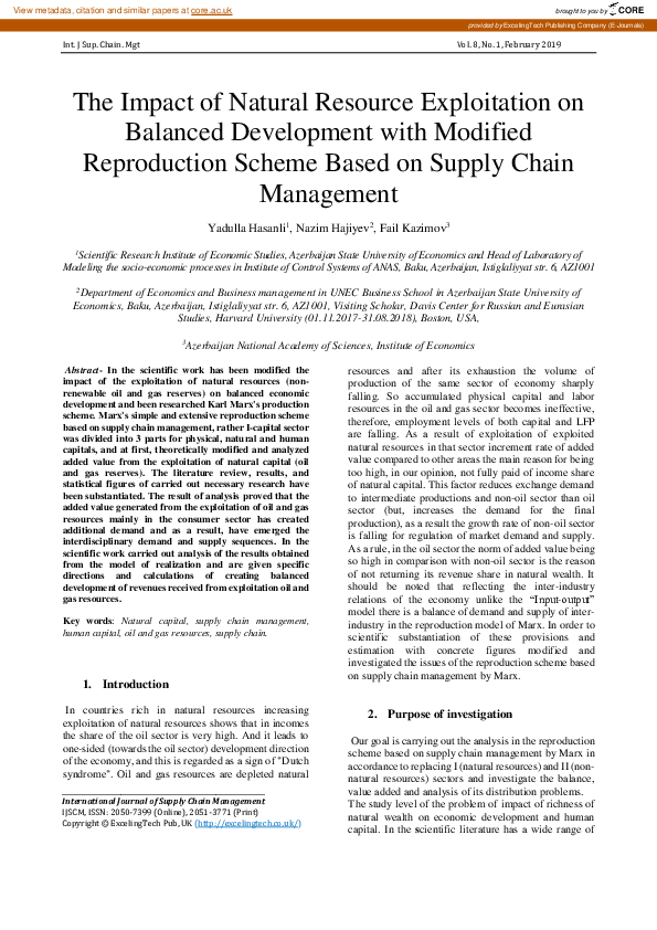 (PDF) The Impact of Natural Resource Exploitation on Balanced ...
