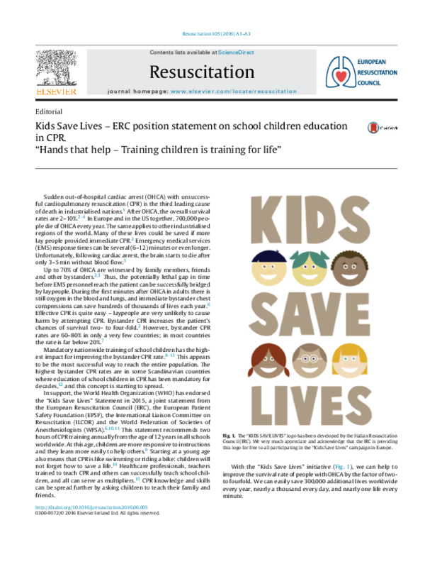 (PDF) KIDS SAVE LIVES: ERC Position statement on schoolteachers ...