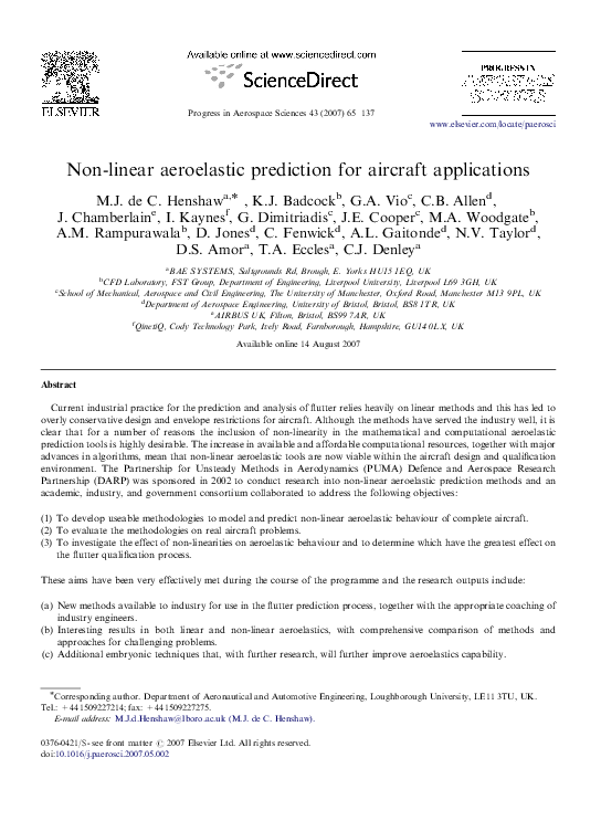 (PDF) Non-linear aeroelastic prediction for aircraft applications | Dorian Jones - Academia.edu