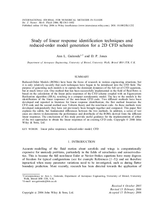 (PDF) Study of linear response identification techniques and reduced-order model generation for ...