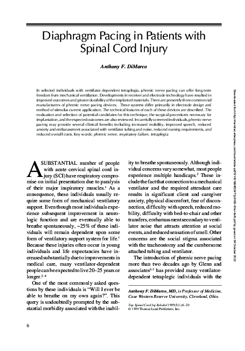 (PDF) Diaphragm Pacing in Patients with Spinal Cord Injury