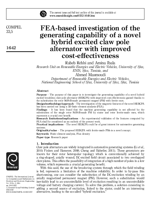 (PDF) FEA-based investigation of the generating capability of a novel ...