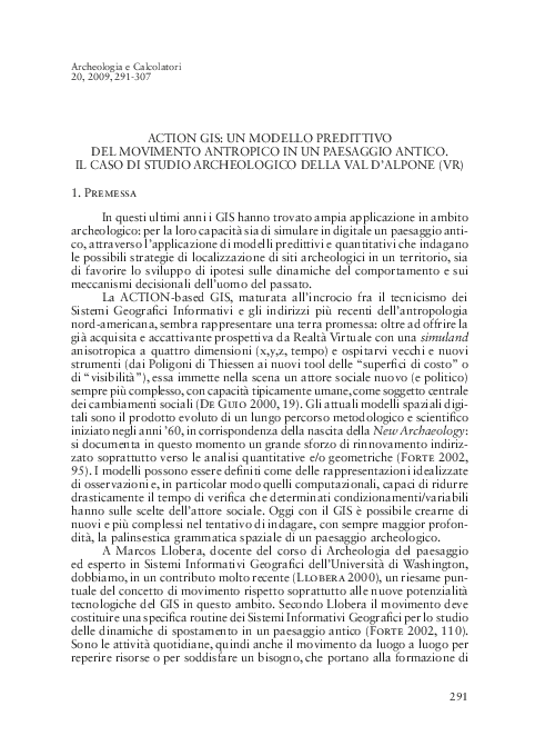 (PDF) ACTION GIS: un modello predittivo del movimento antropico in un ...