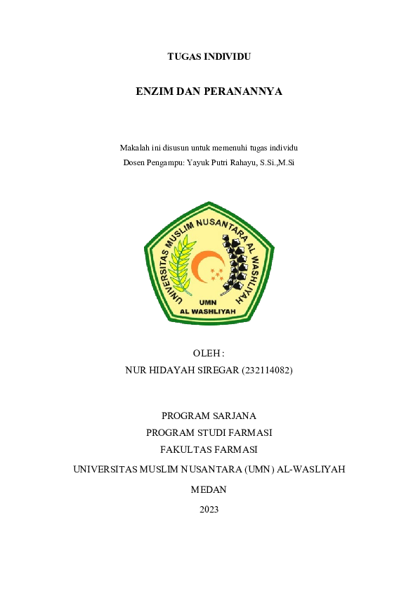 (DOC) Makalah enzim dan peranannya dayah