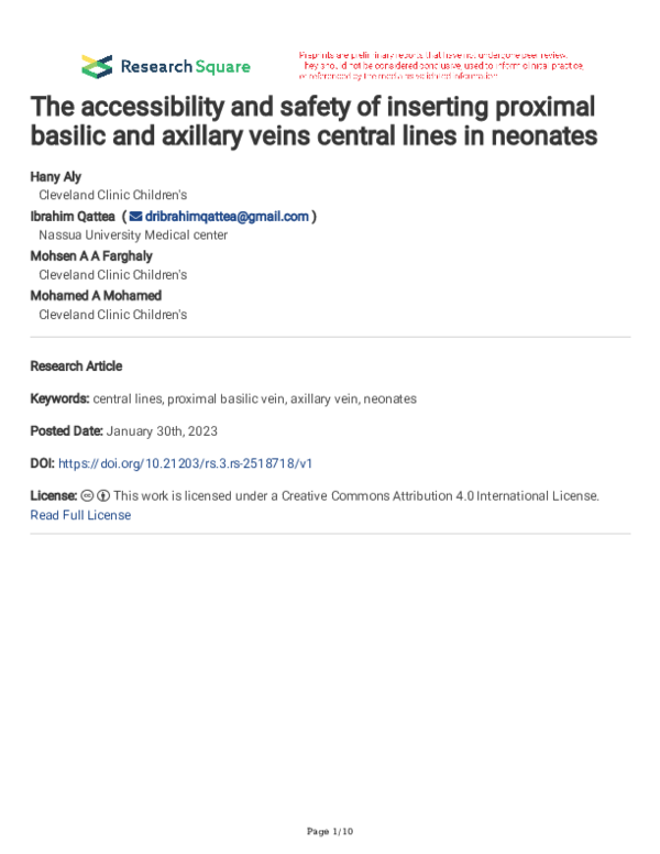 (PDF) The accessibility and safety of inserting proximal basilic and ...