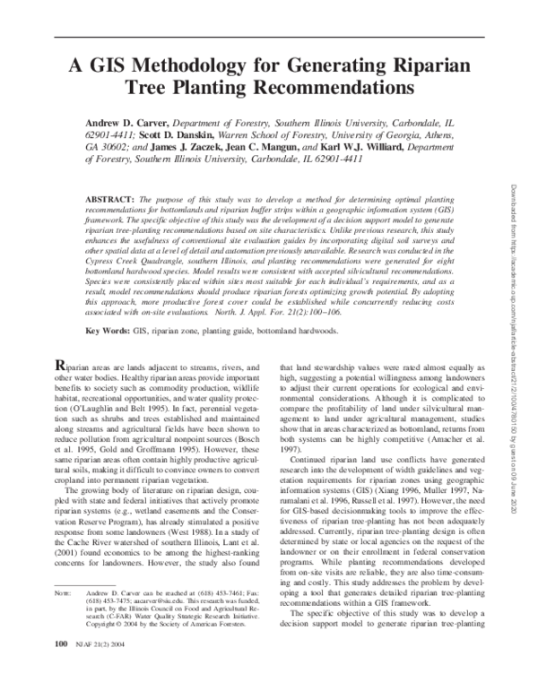 (PDF) A GIS Methodology for Generating Riparian Tree Planting ...