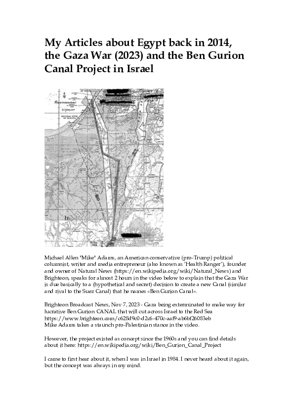(PDF) My Articles about Egypt back in 2014, the Gaza War (2023) and the ...
