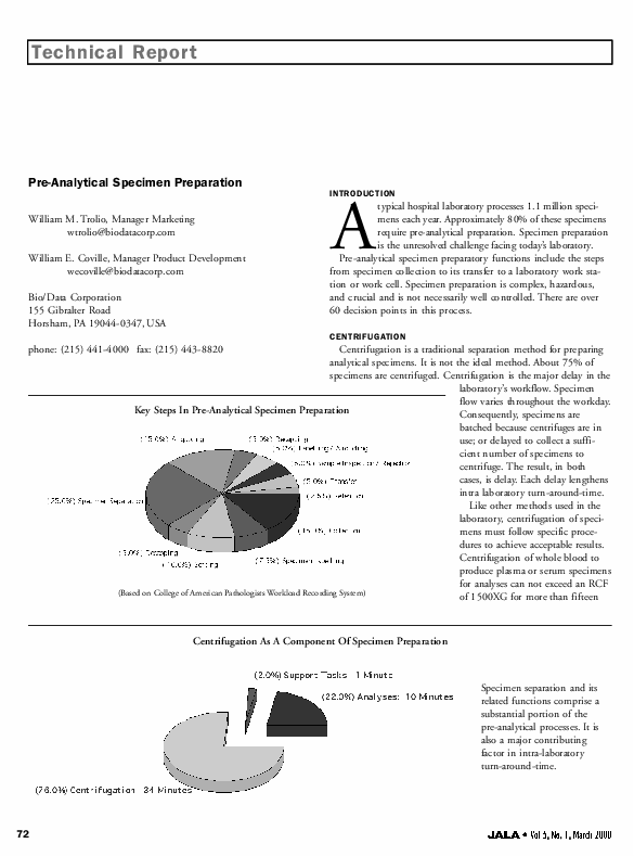 Pdf Optimizing Pre Analytical Specimen Preparation