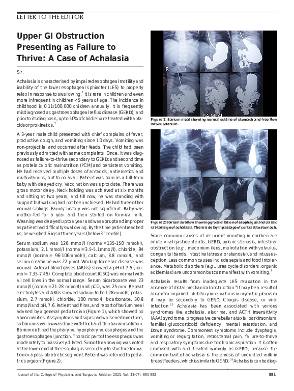 (PDF) Upper GI Obstruction Presenting as Failure to Thrive: A Case of ...