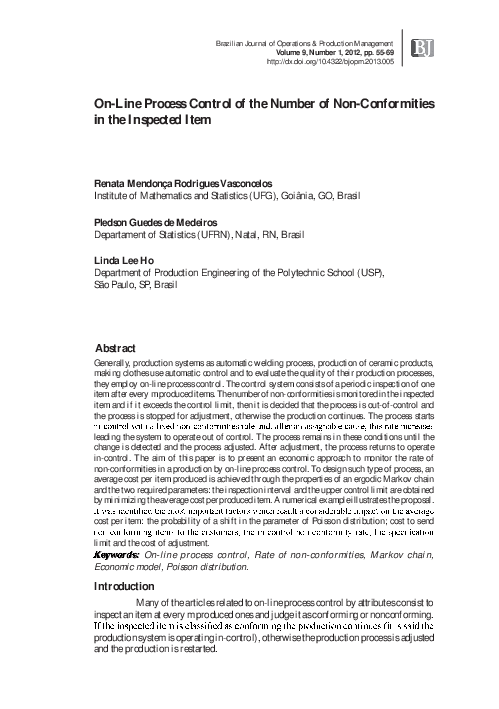 (PDF) On-Line Process Control of the Number of Non-Conformities in the ...
