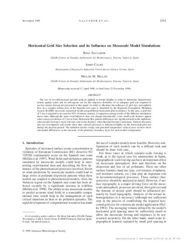 (PDF) Horizontal Grid Size Selection and its Influence on Mesoscale ...