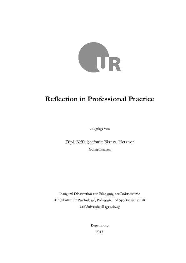 (PDF) A Reflection on Professional Practice