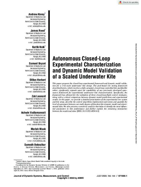 (PDF) Autonomous Closed-Loop Experimental Characterization and Dynamic Model Validation of a ...
