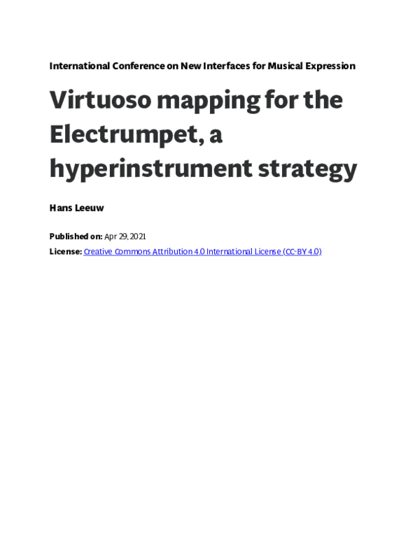 (PDF) Virtuoso mapping for the Electrumpet, a hyperinstrument strategy