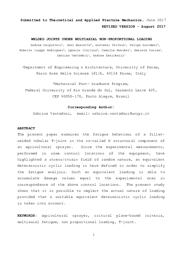 (PDF) Welded joints under multiaxial non-proportional loading