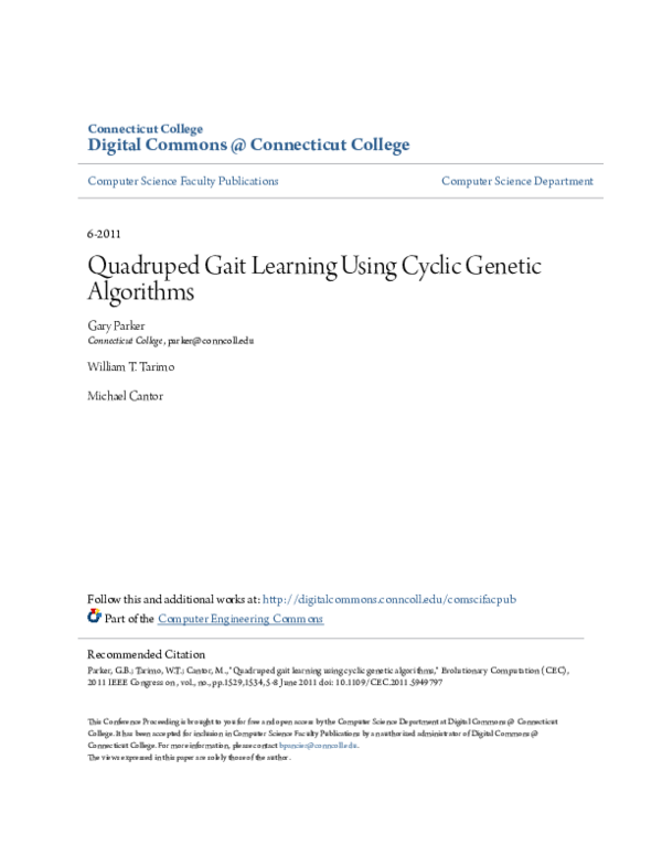 (PDF) Quadruped gait learning using cyclic genetic algorithms