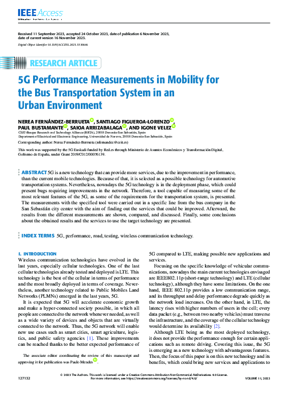(PDF) 5G Performance Measurements in Mobility for the Bus Transportation System in an Urban ...