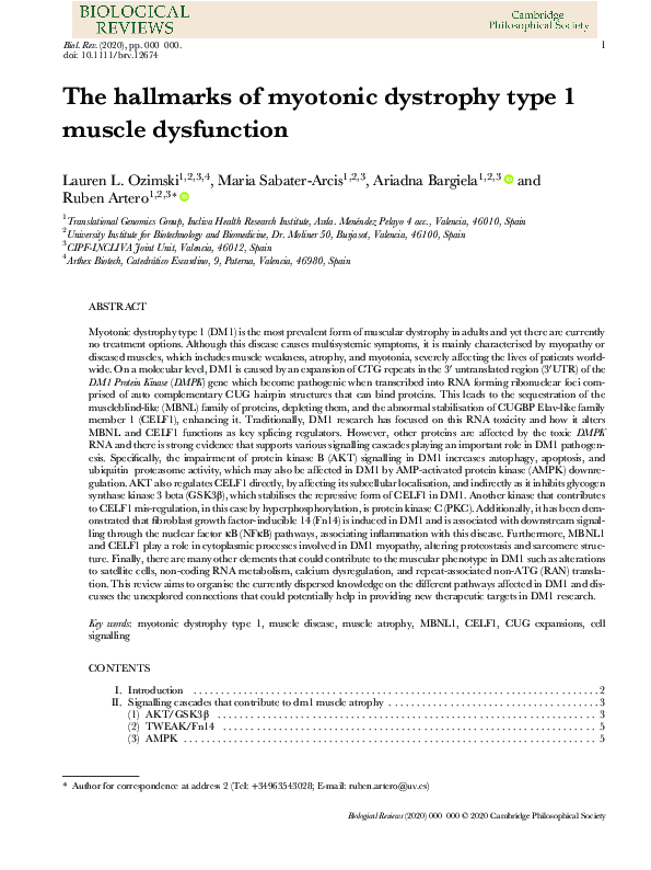 (PDF) The hallmarks of myotonic dystrophy type 1 muscle dysfunction