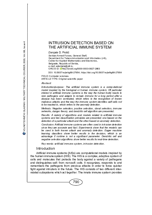 (PDF) Intrusion detection based on the artificial immune system
