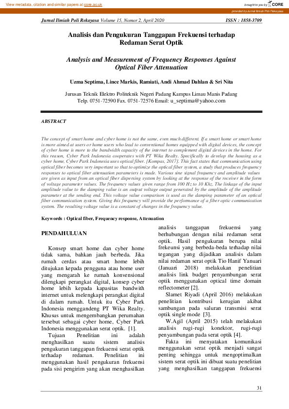(PDF) Analisis dan Pengukuran Tanggapan Frekuensi terhadap Redaman ...