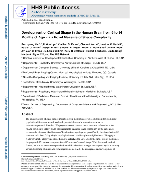 (PDF) Development of cortical shape in the human brain from 6 to ...