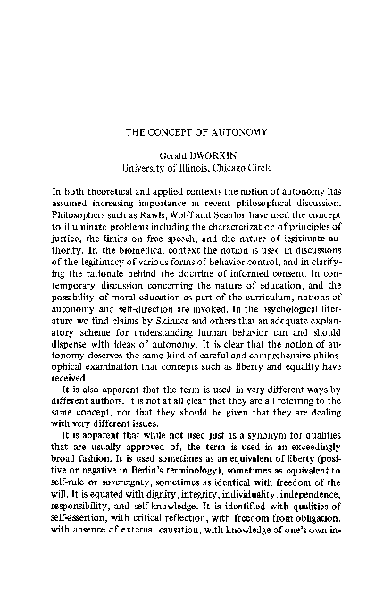 (PDF) The Concept of Autonomy