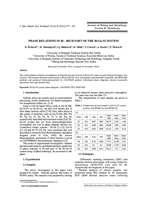 (PDF) Phase relations in Bi - Rich part of the Bi-Ga-Ni system