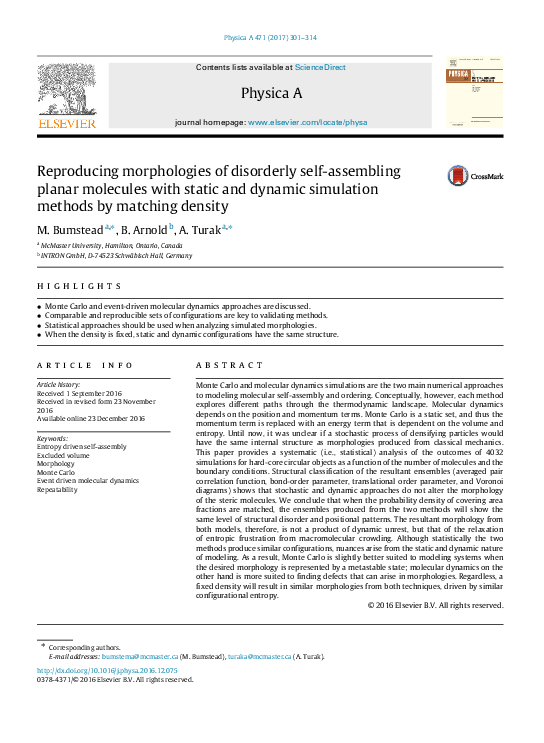 (PDF) Reproducing morphologies of disorderly self-assembling planar molecules with static and ...