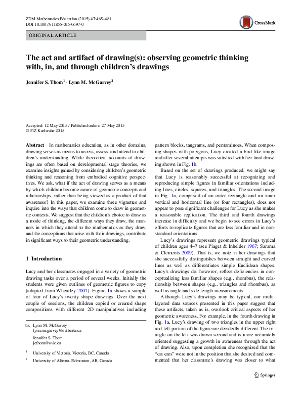 (PDF) The act and artifact of drawing(s): observing geometric thinking ...