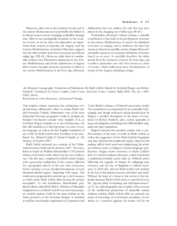 (PDF) An Ottoman Cosmography: Translation of Cihānnümā. By Kātib Çelebi ...