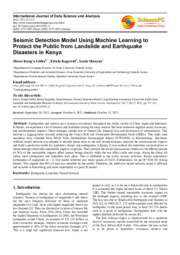 (PDF) Seismic Detection Model Using Machine Learning to Protect the ...