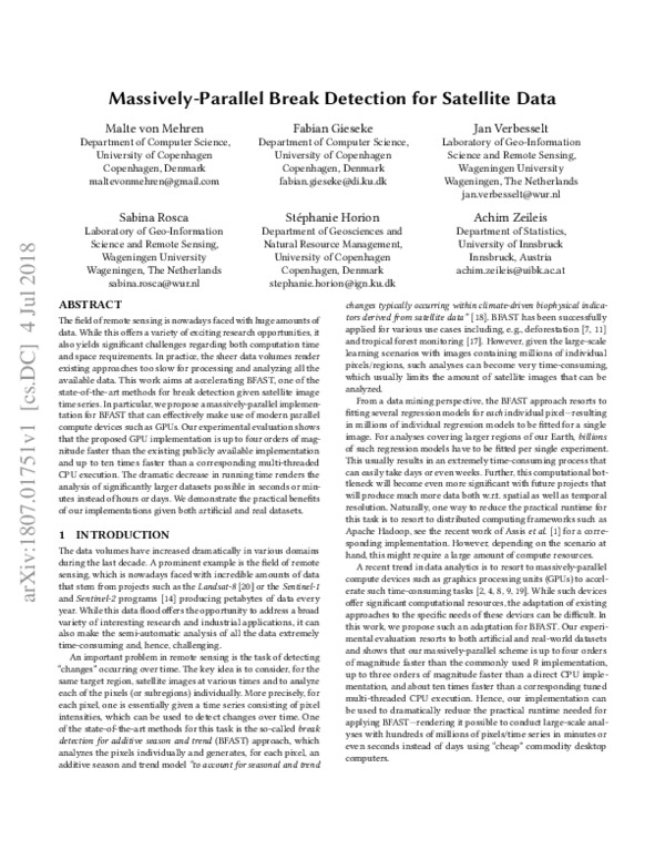 (PDF) Massively-parallel break detection for satellite data