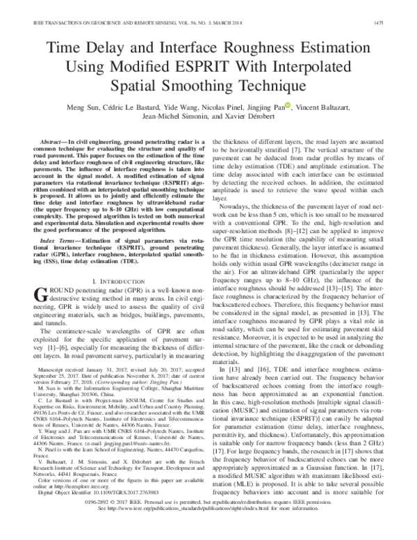 (PDF) Time Delay and Interface Roughness Estimation of Pavements by Modified Music with OPM ...