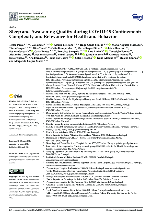 (PDF) Sleep and Awakening Quality during COVID-19 Confinement ...