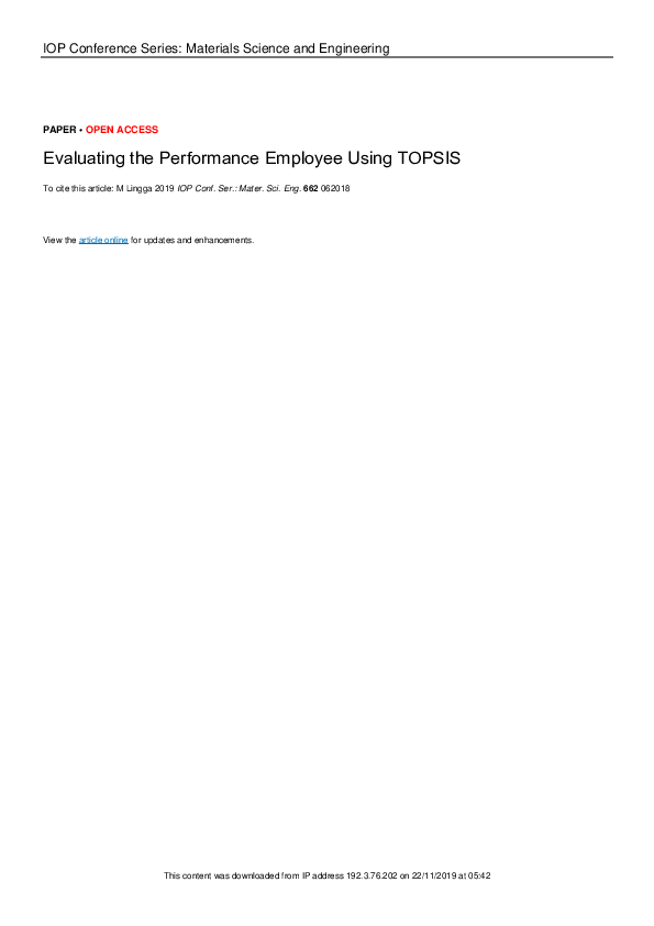 (PDF) Evaluating the Performance Employee Using TOPSIS