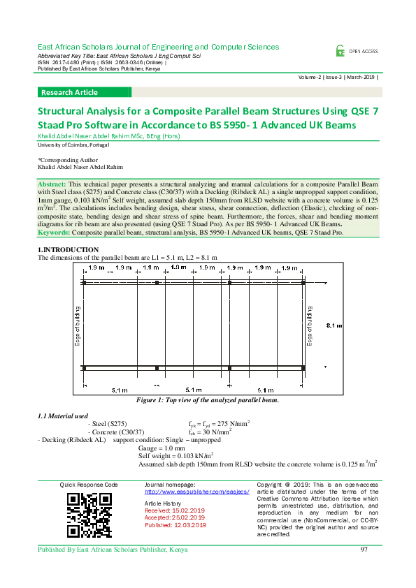 (PDF) Structural Analysis for a Composite Parallel Beam Structures Using QSE 7 Staad Pro ...