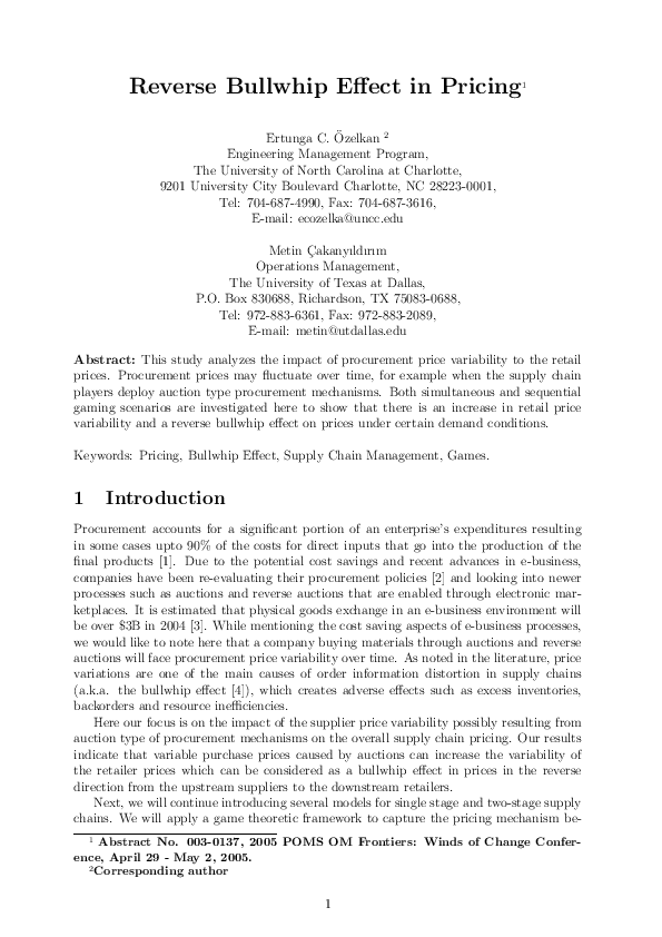 (PDF) Reverse Bullwhip Effect in Pricing1