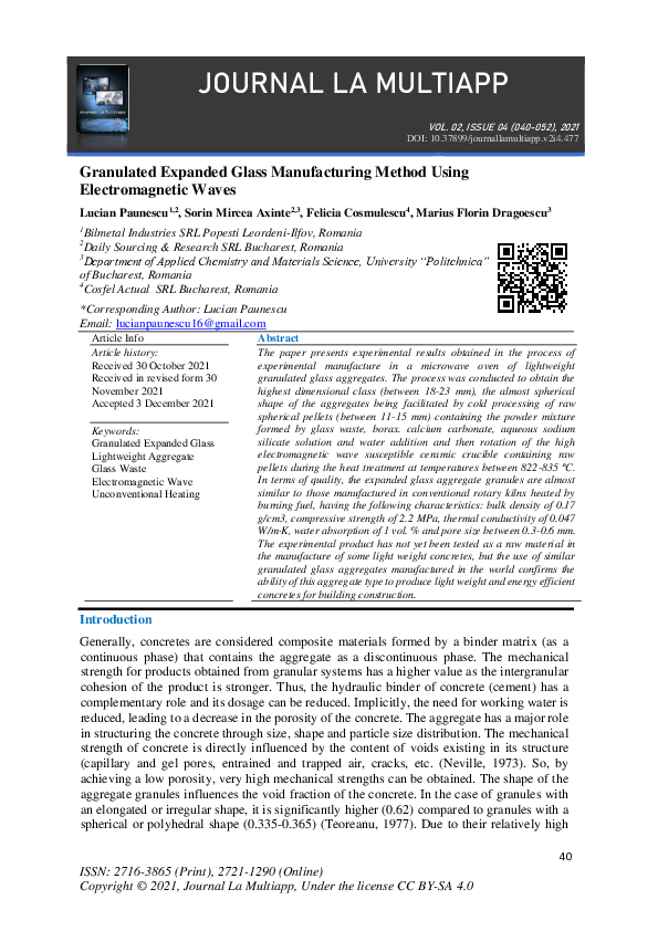 (PDF) Granulated Expanded Glass Manufacturing Method Using ...