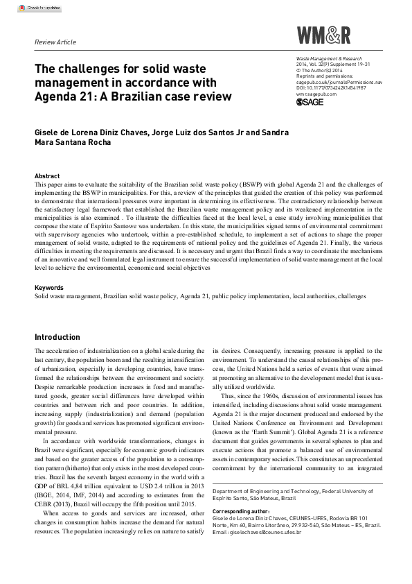 (PDF) The challenges for solid waste management in accordance with ...