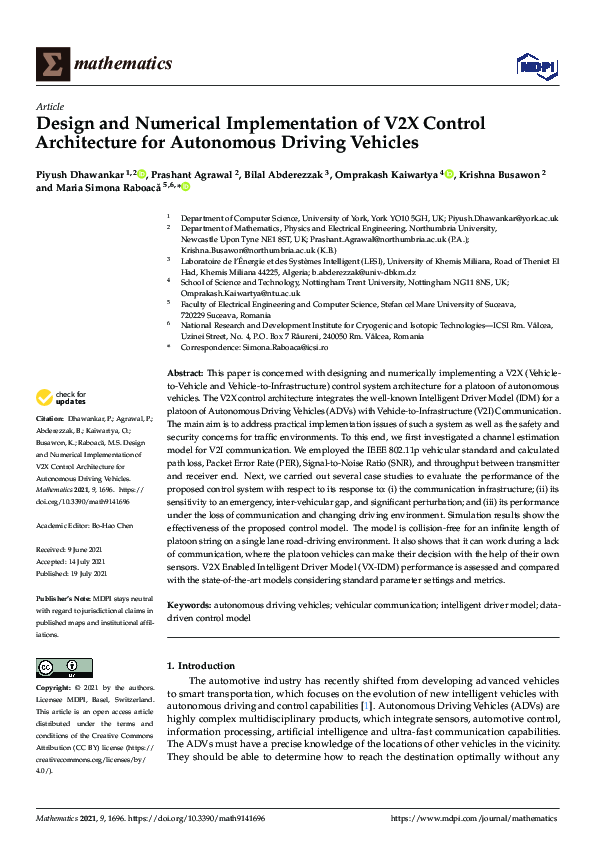(PDF) Design and Numerical Implementation of V2X Control Architecture for Autonomous Driving ...