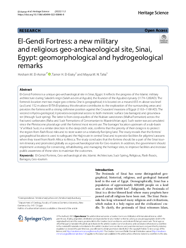 (PDF) El-Gendi Fortress: a new military and religious geo ...