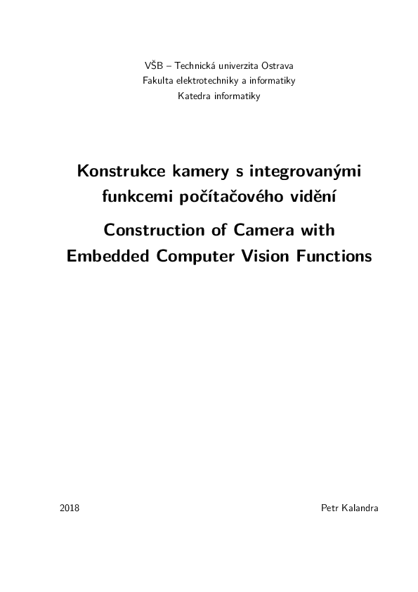 (PDF) Construction of Camera with Embedded Computer Vision Functions