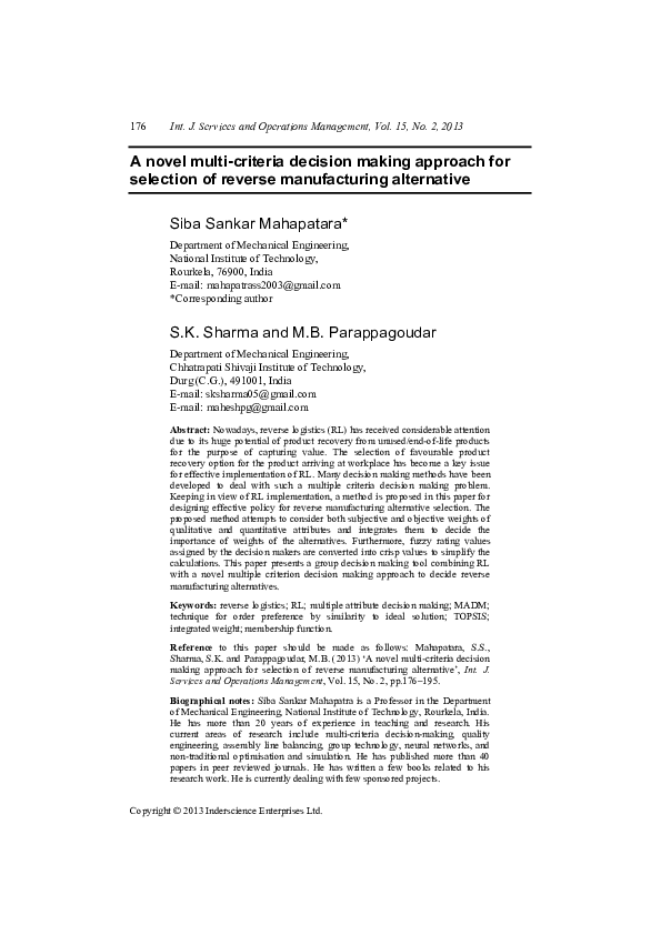 (PDF) A Novel Multi-Criteria Decision-Making Approach Proposal Based On Kemira-M With Four ...