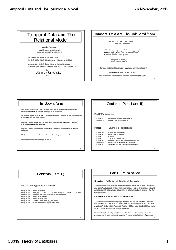 (PDF) Temporal Data and the Relational Model