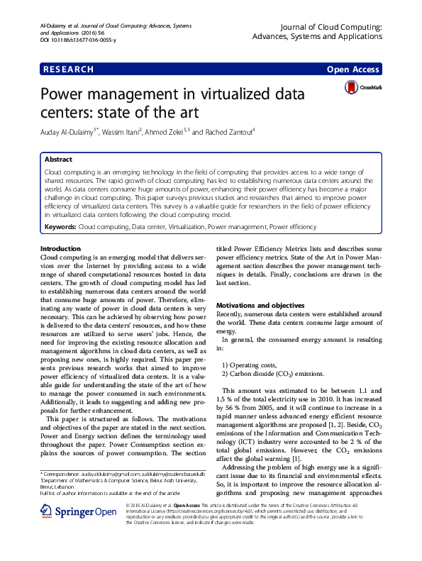 (PDF) Power management in virtualized data centers: state of the art
