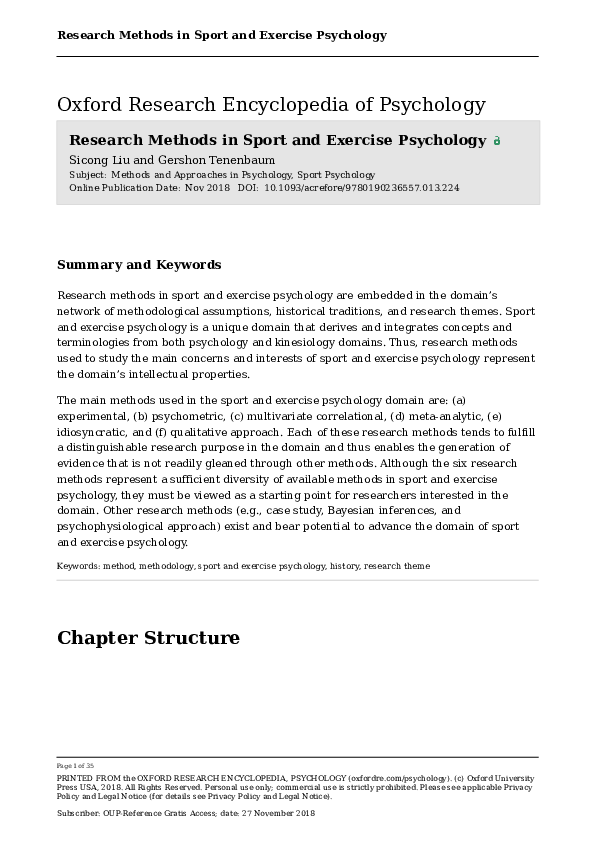 (PDF) Research Methods in Sport and Exercise Psychology